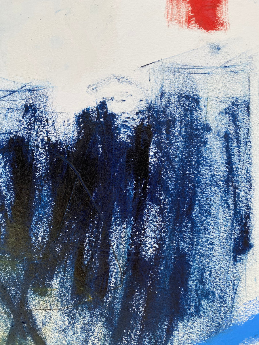"Embracing Contrasts": Abstract painting with expressive dark blue ...