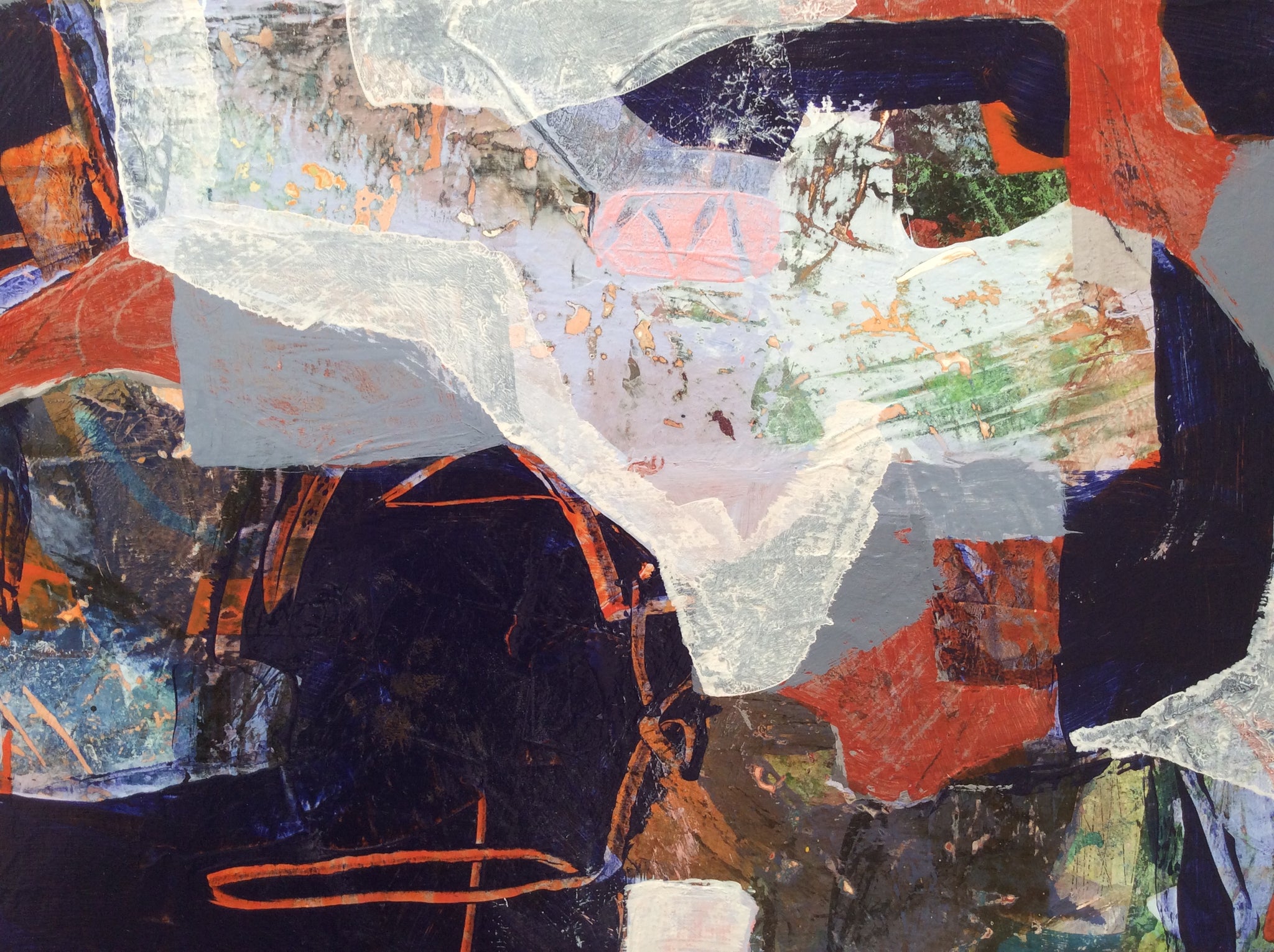 A place of curiosity 4, powerful abstract mixed media painting – Linda ...